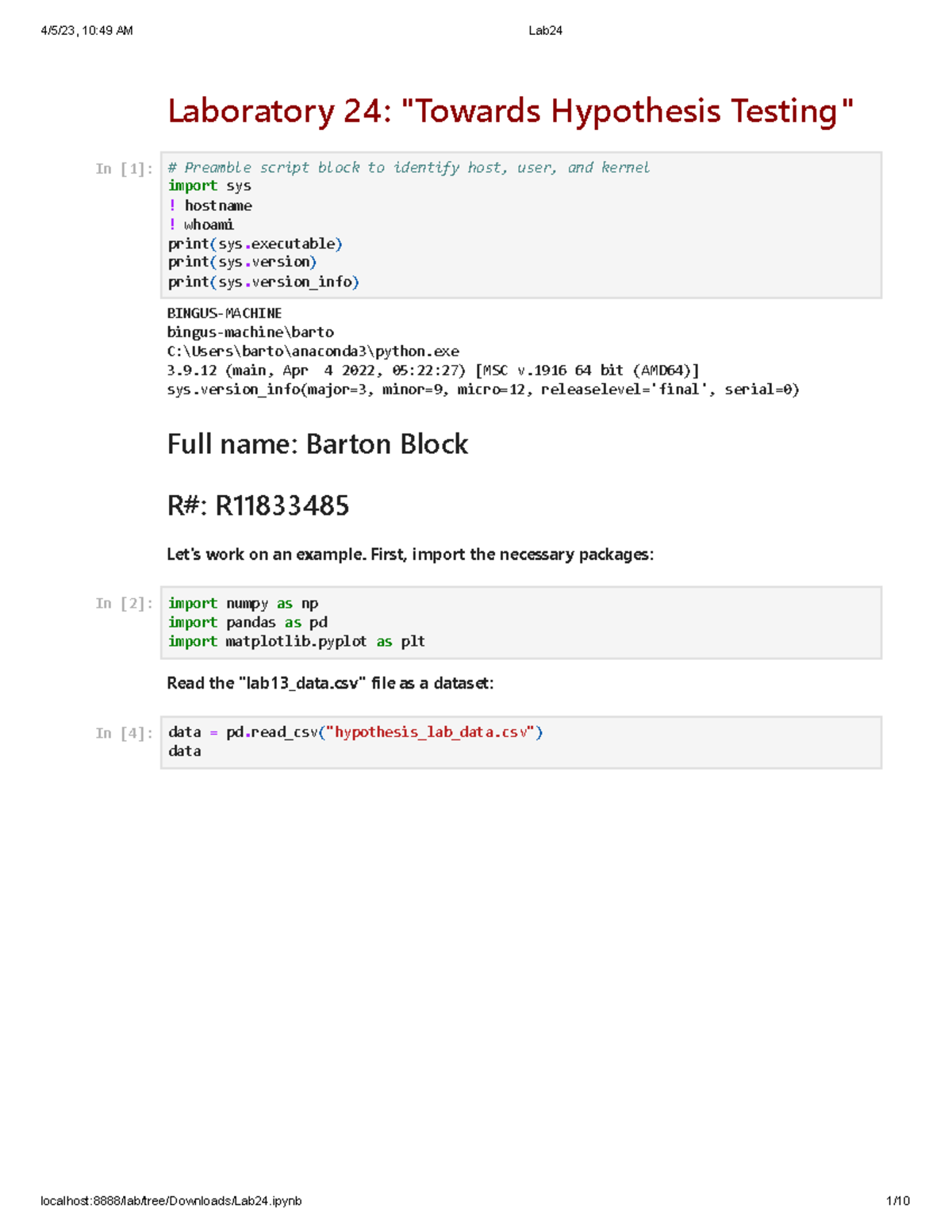 Lab24 - Lab 24 - Laboratory 24: "Towards Hypothesis Testing" BINGUS ...
