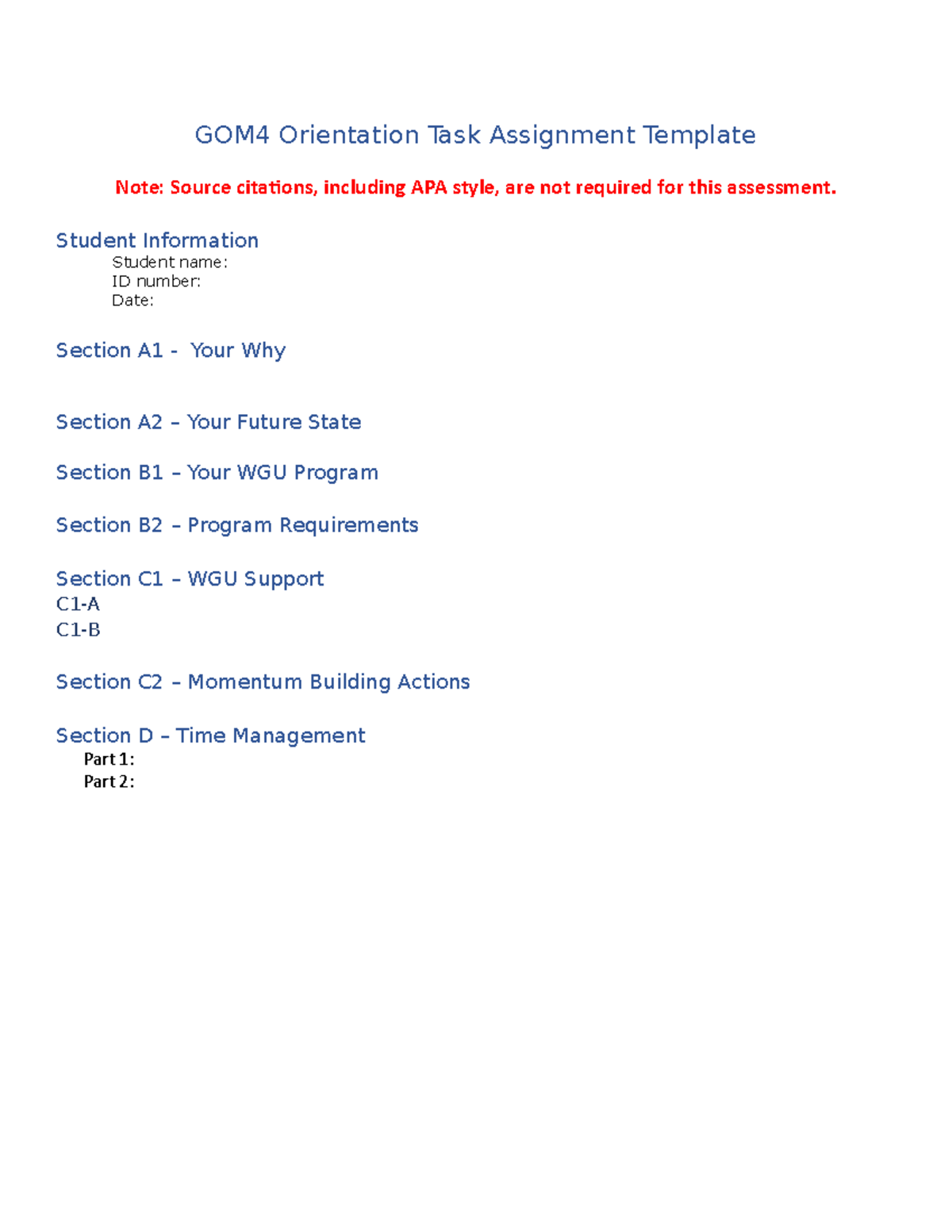 Orientation Task Template - GOM4 Orientation Task Assignment Template Note: Source citations ...