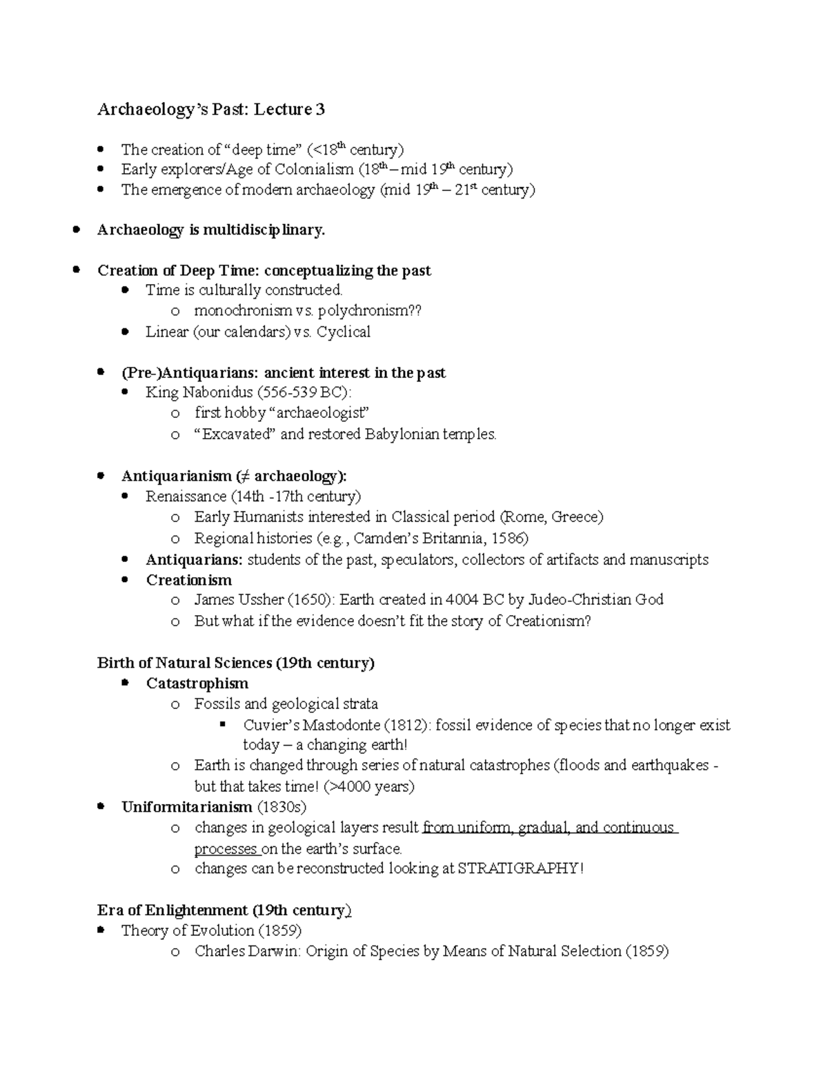 Arcaeology's Past - This consists of the fundamentals of the history of ...