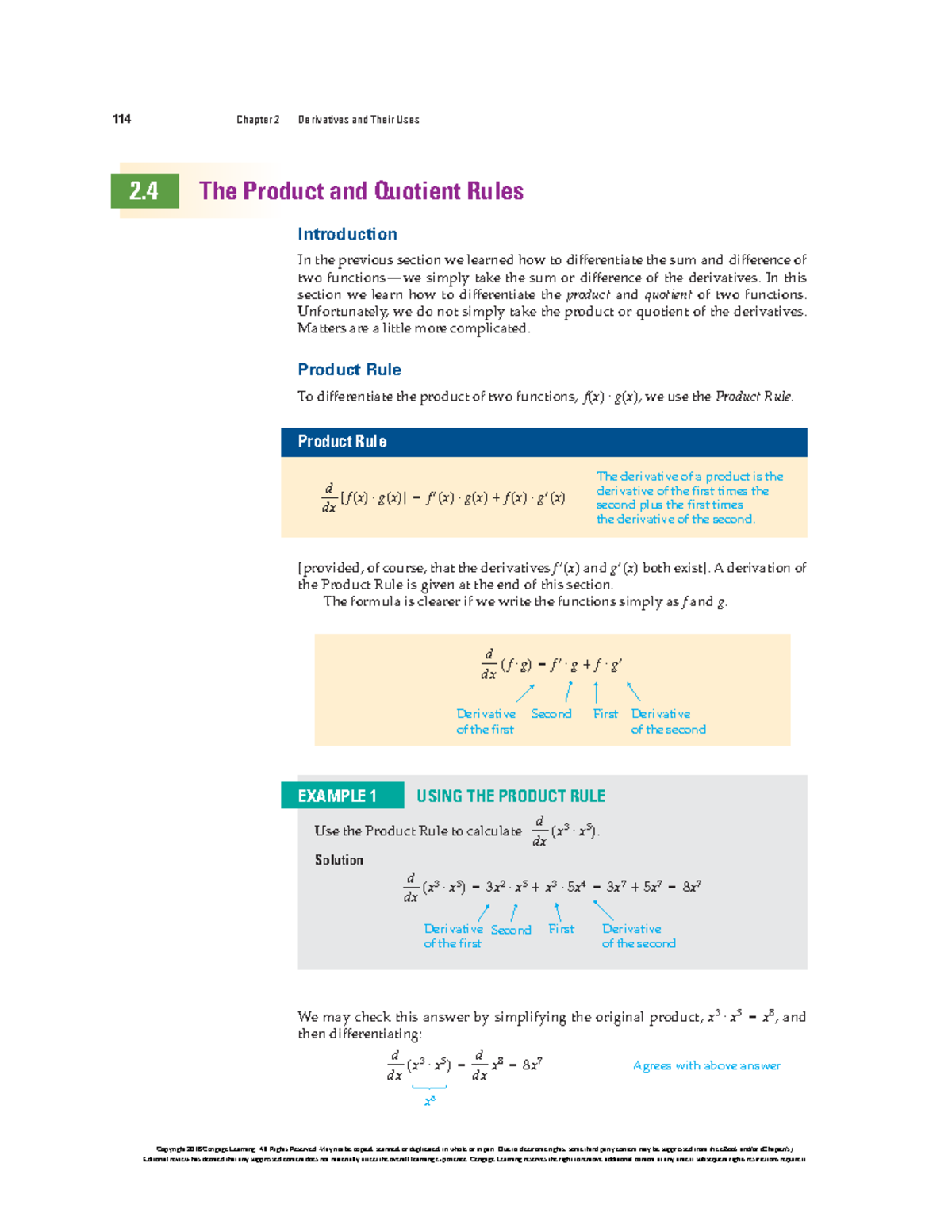 The Product and Quotient Rules - 114 Chapter 2 Derivatives and Their ...