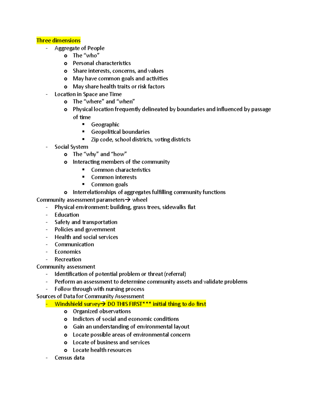 Community Assessment - Notes, content, helpful hints, powerpoints ...
