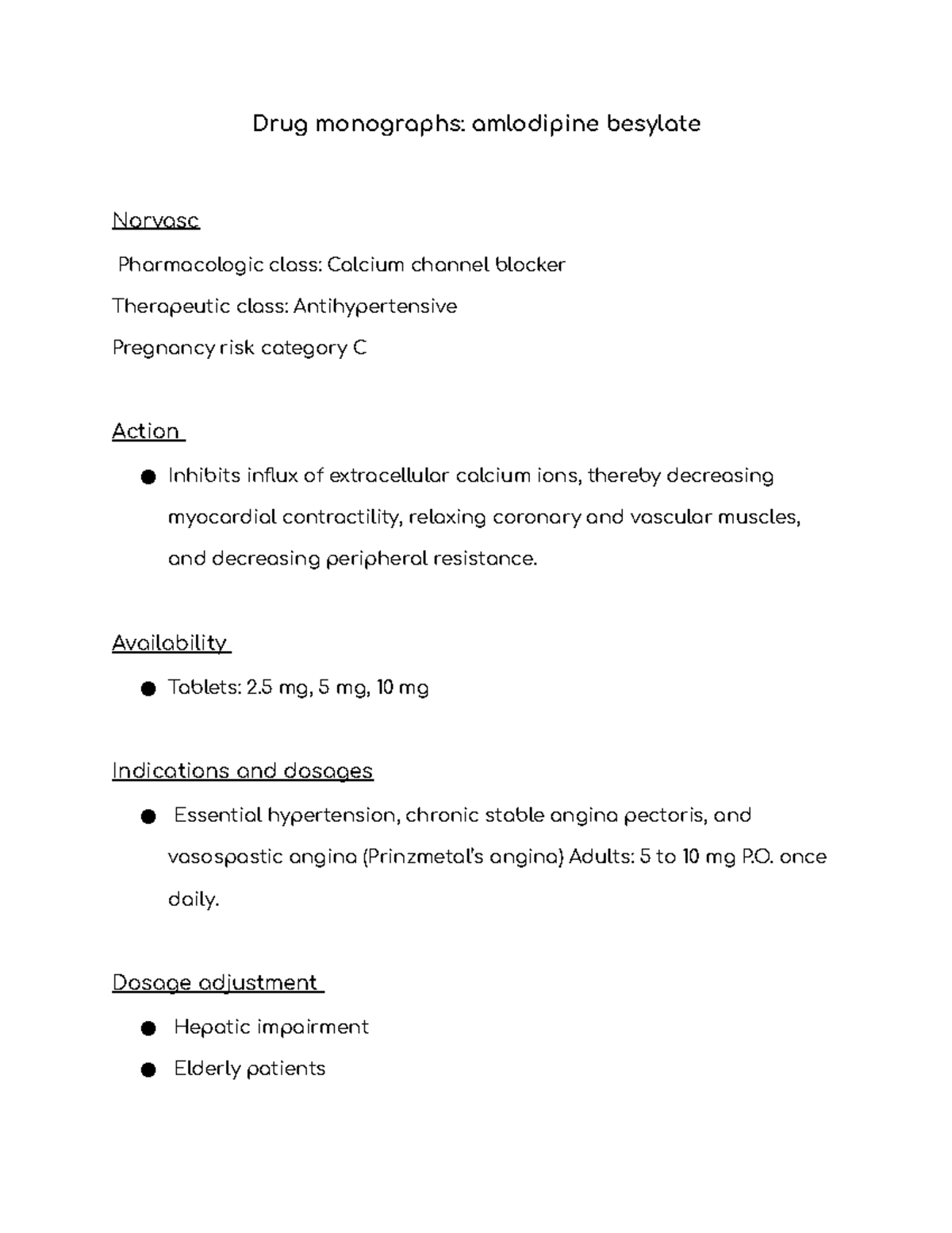 Drug monographs amlodipine besylate - Drug monographs: amlodipine ...