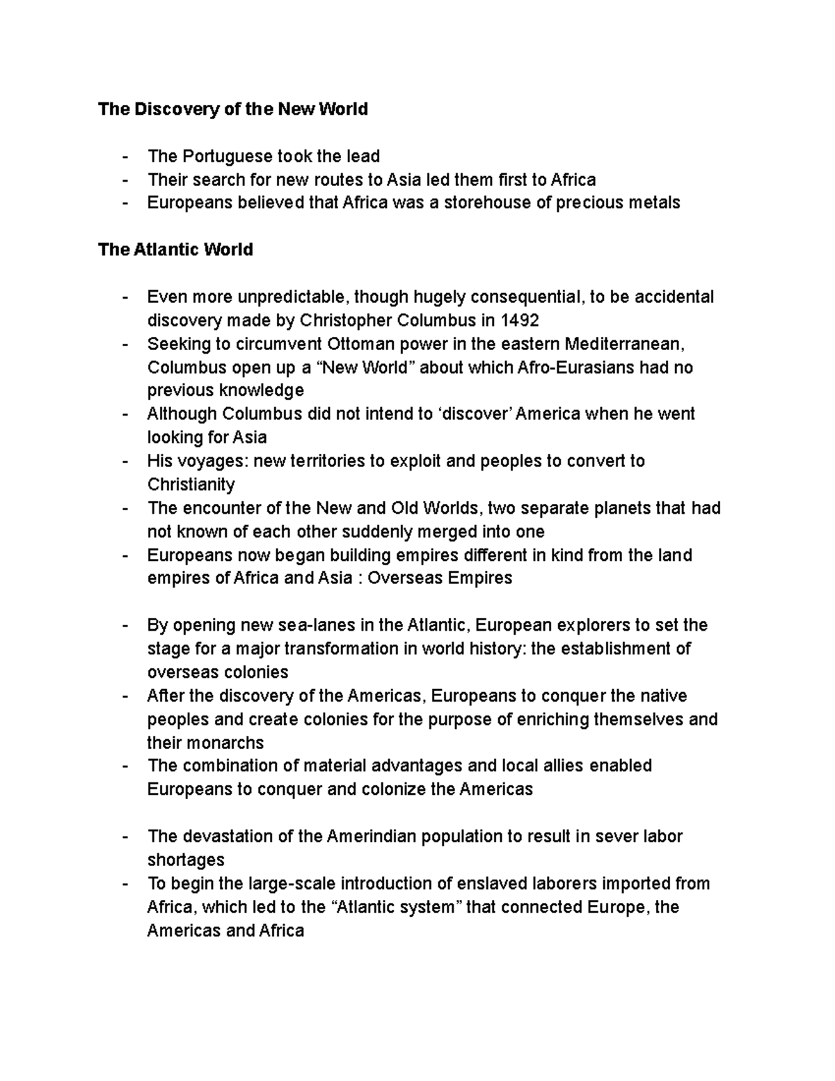 West Civ The discovery of the New World - The Discovery of the New ...