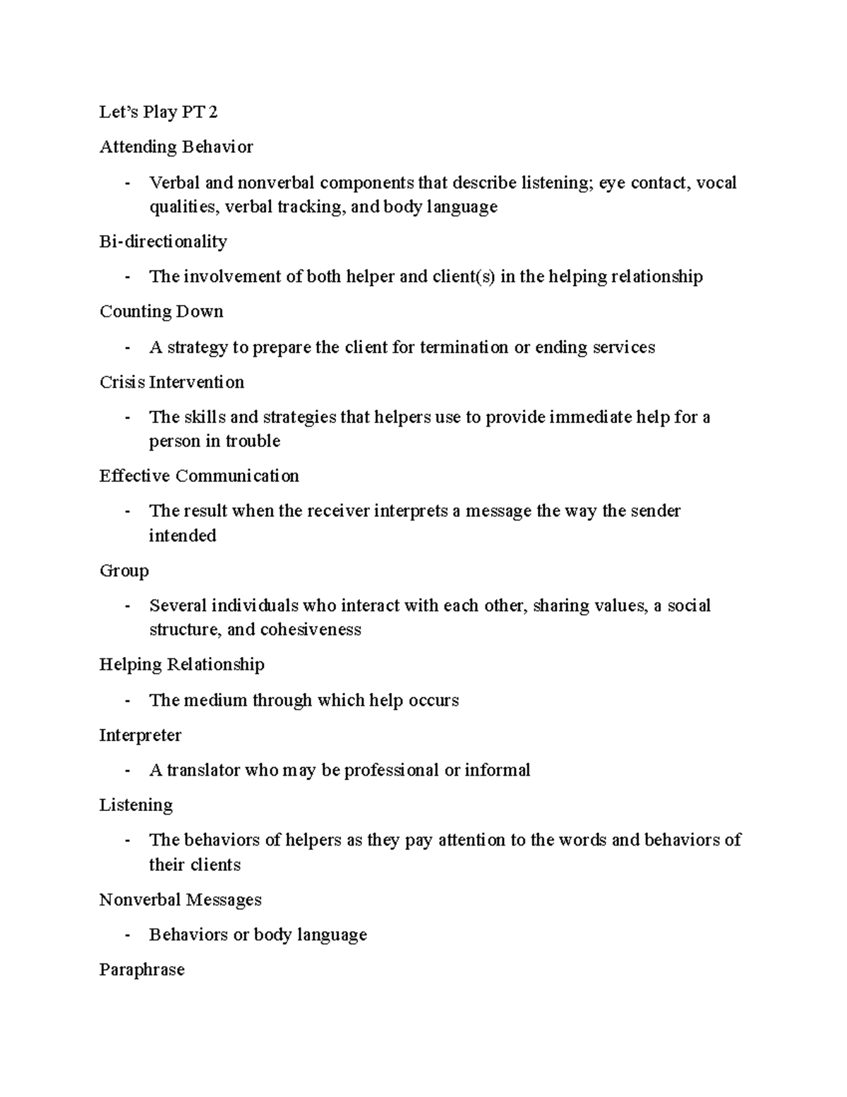 Let Play part 2 - flashcard words and definitions - Let’s Play PT 2 ...