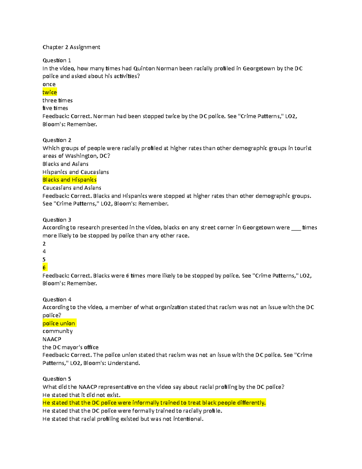 Chapter 2 Video Case, DC Racial Profiling - Chapter 2 Assignment ...