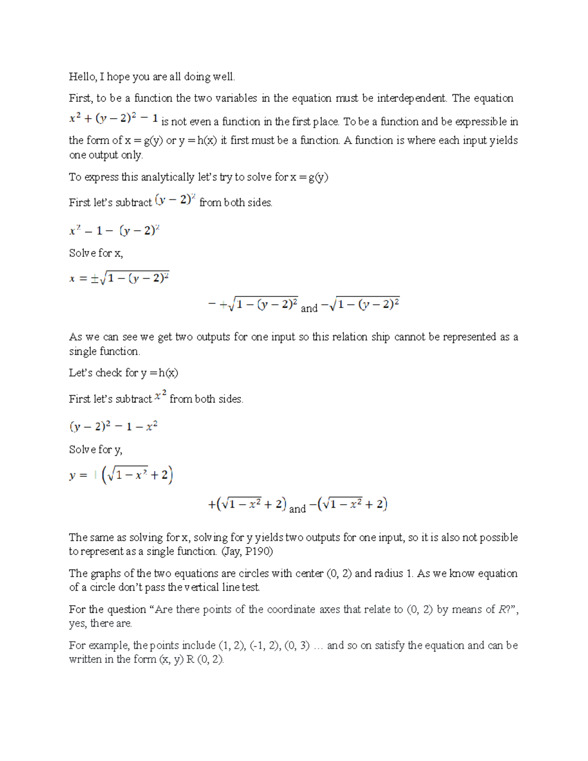 Unit 1 - Hello, I hope you are all doing well. First, to be a function ...