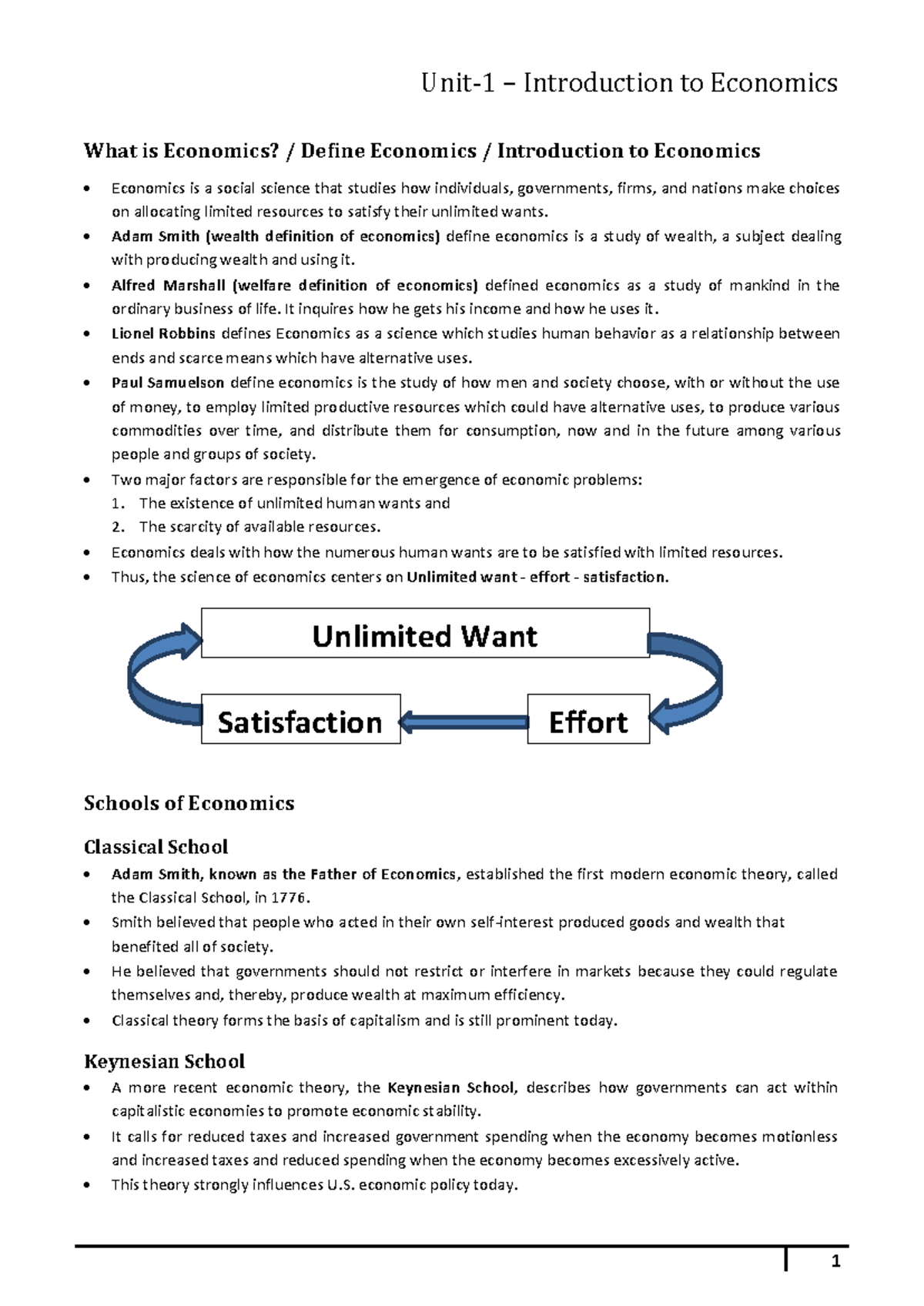 Introduction to Economics - Unlimited Want What is Economics? / Define ...
