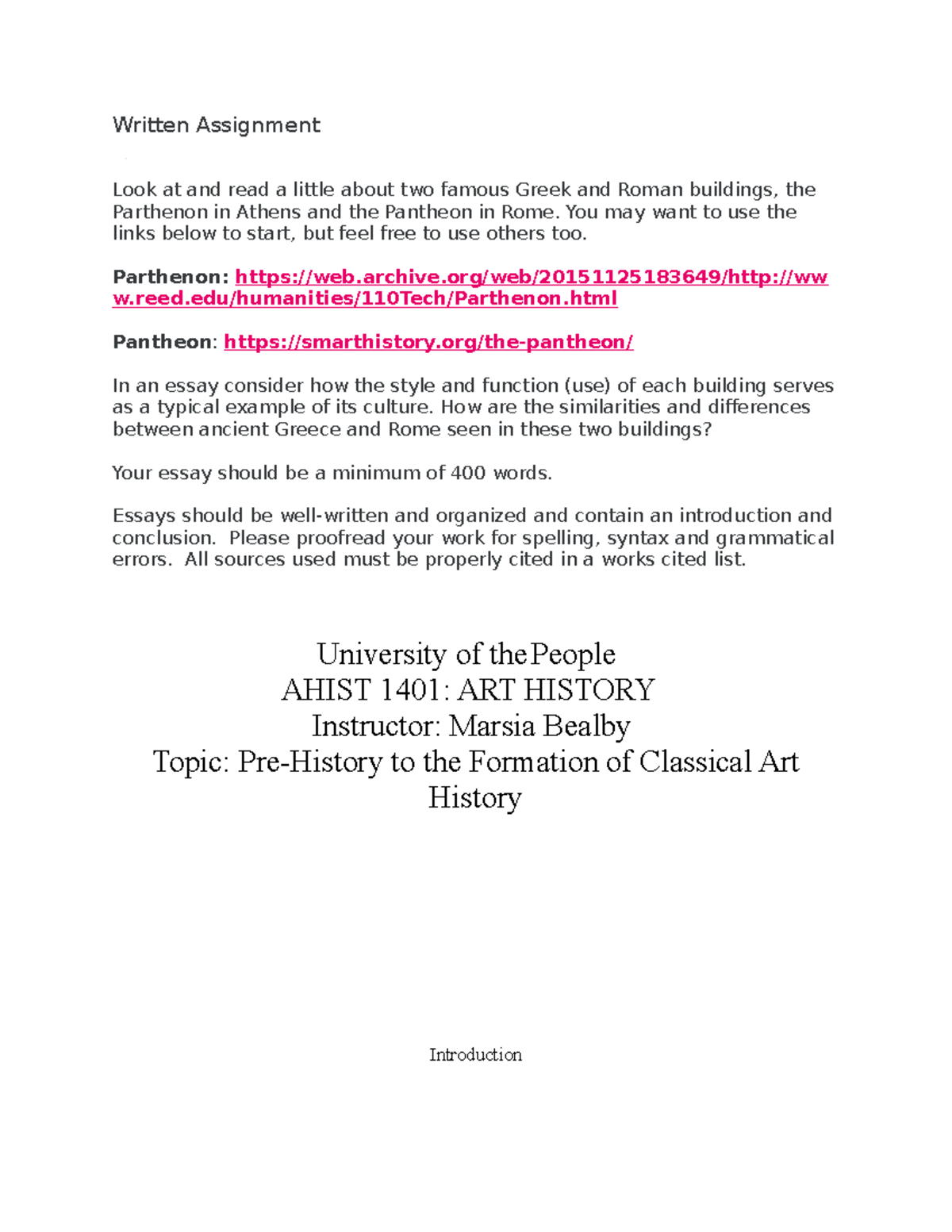 WA WEEK TWO - WRITTEN ASSIGNMENT - Written Assignment Look at and read ...