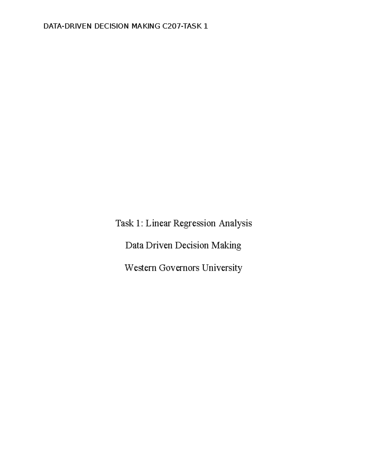 Data Driven Task 1 Task 1 Linear Regression Analysis Data Driven