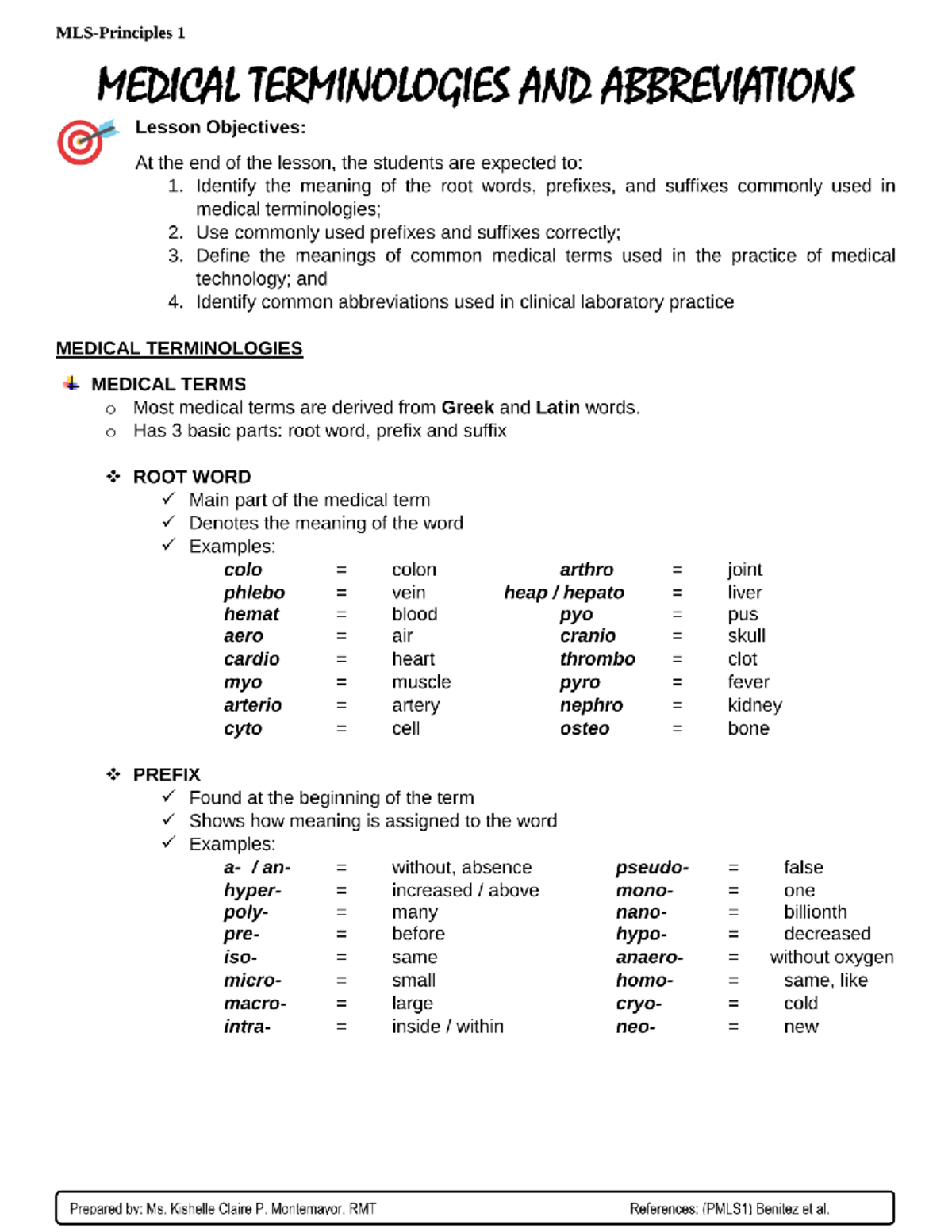 IV. Medical Terminologies Abbreviations - Medical Laboratory Science ...
