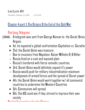 Lecture 8 POLS 250 - Notes - WWII Realist Accounts: Versailles Treaty ...