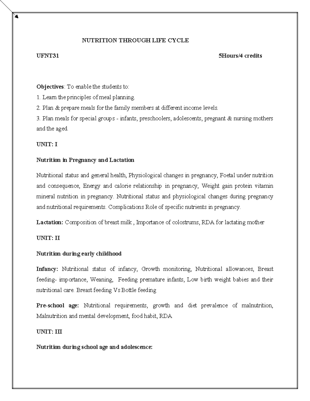 Nutrtion Through LIFE Cycle - NUTRITION THROUGH LIFE CYCLE UFNT31 ...