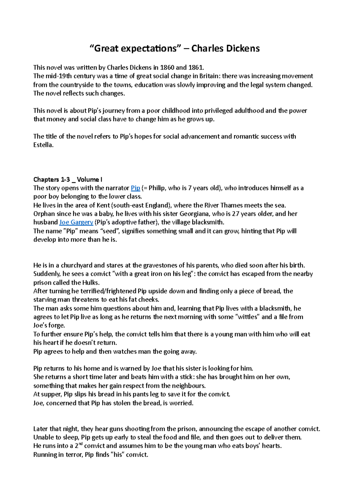 Summary.Great expectations - Charles Dickens - “Great expectations ...