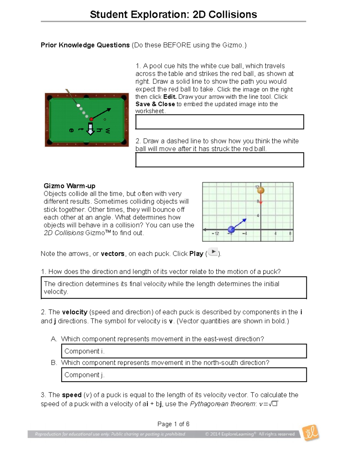 Copy of Student Exploration 2D Collisions - Prior Knowledge Questions ...