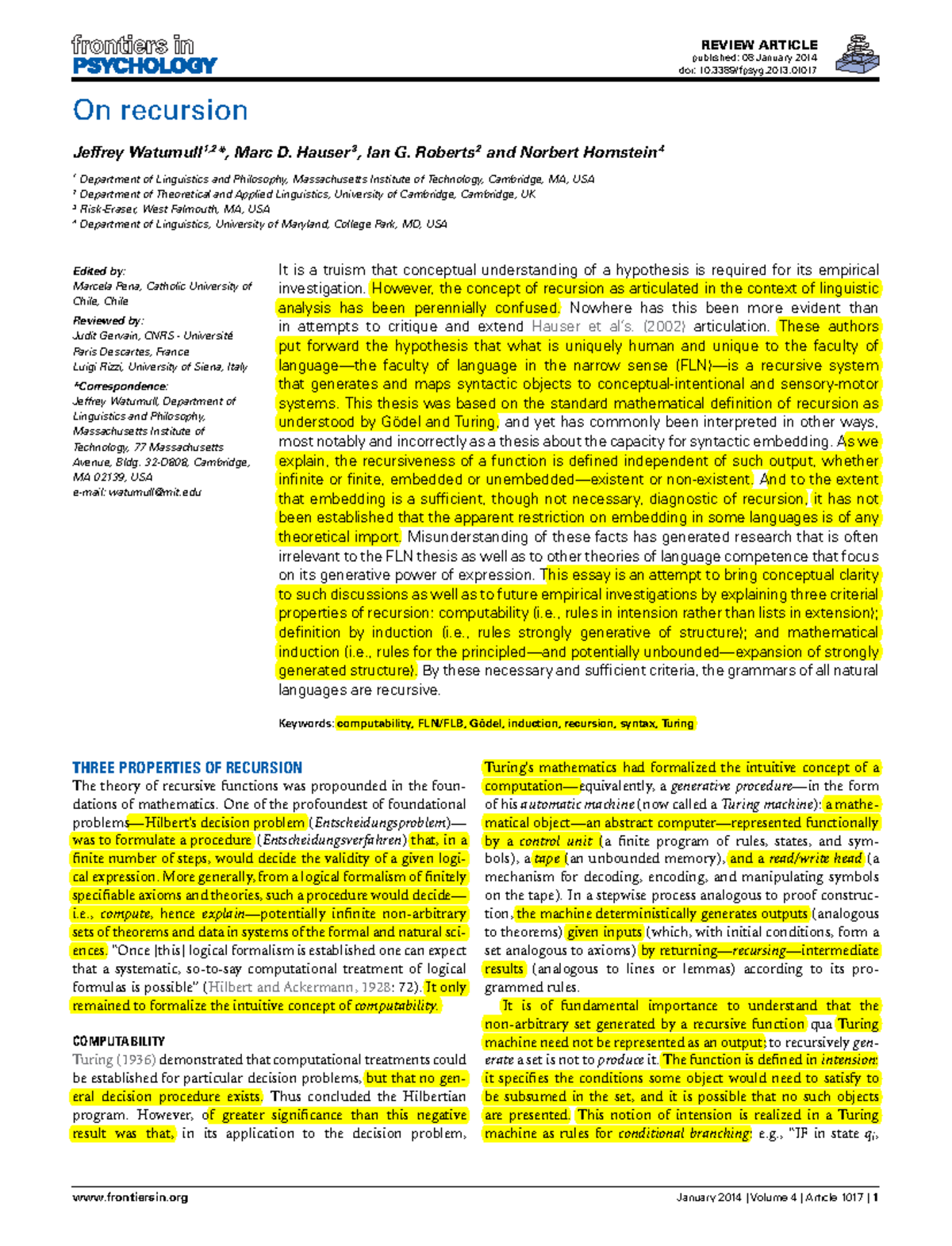 On Recursion Lecture Ppt Notes Review Article Published 08 January 2014 Doi 103389fpsyg