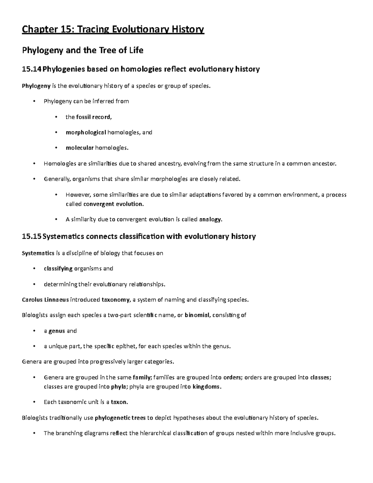 Chapter 15 - Chapter 15: Tracing Evolutionary History Phylogeny and the ...
