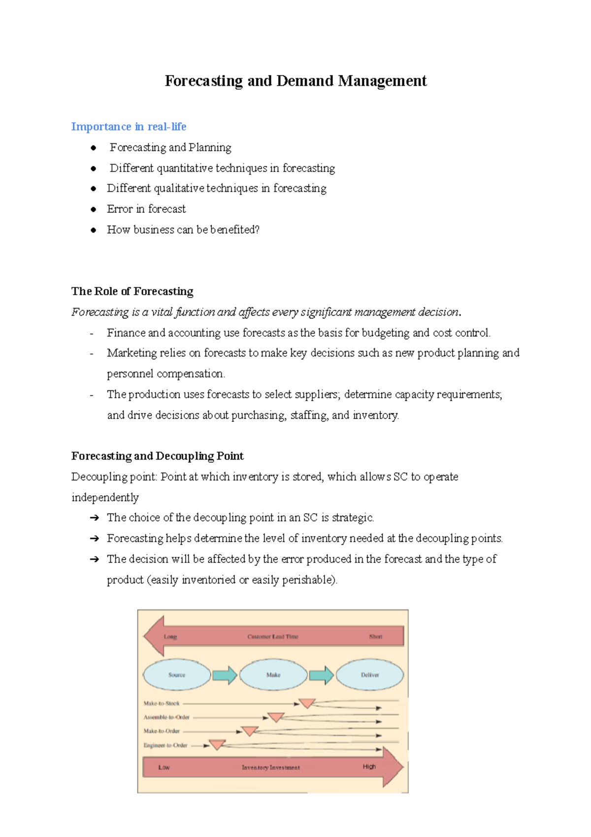 WK5 - Forecasting and Demand Management - Forecasting and Demand ...