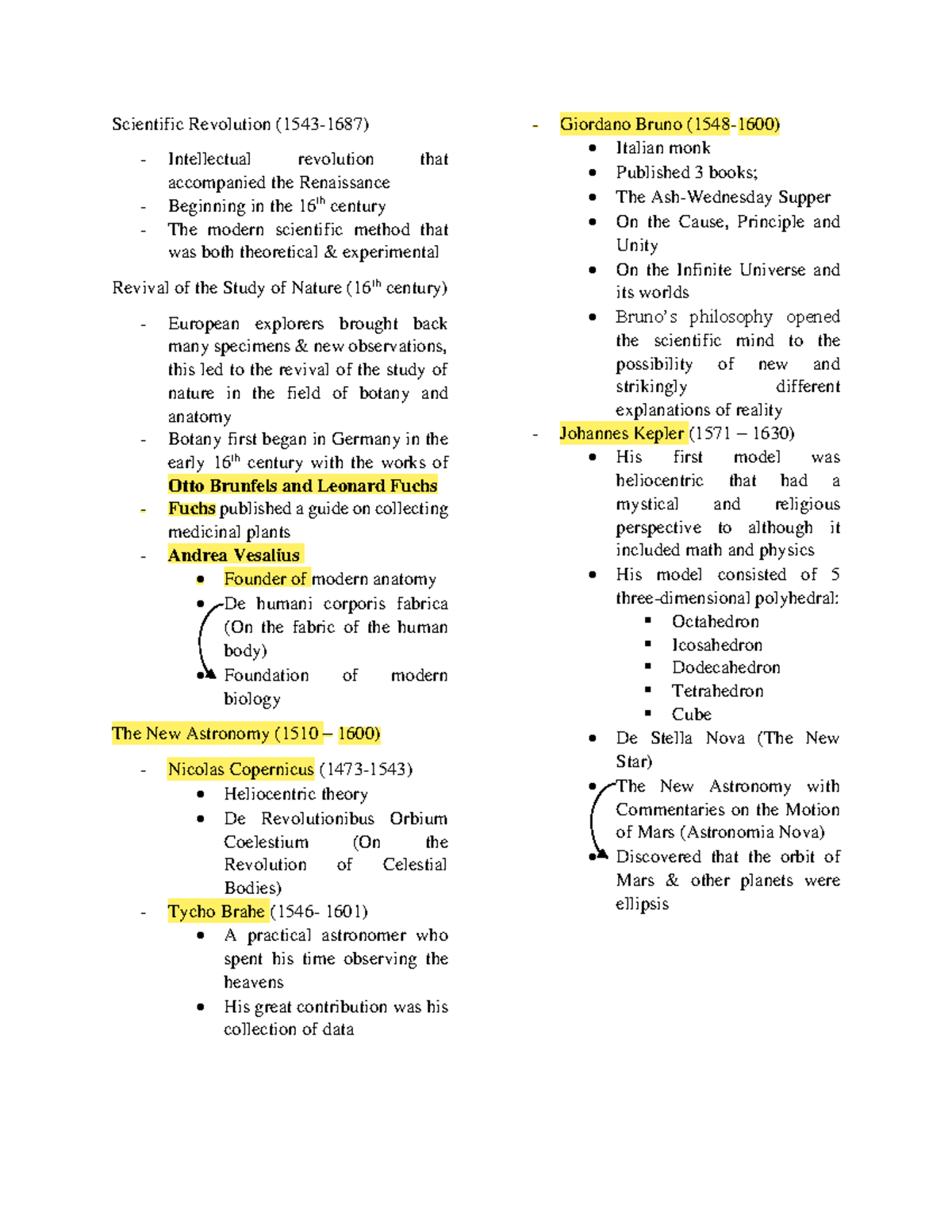 Reviewer FOR STS Chapter 2 Part2 - Scientific Revolution (1543-1687 ...