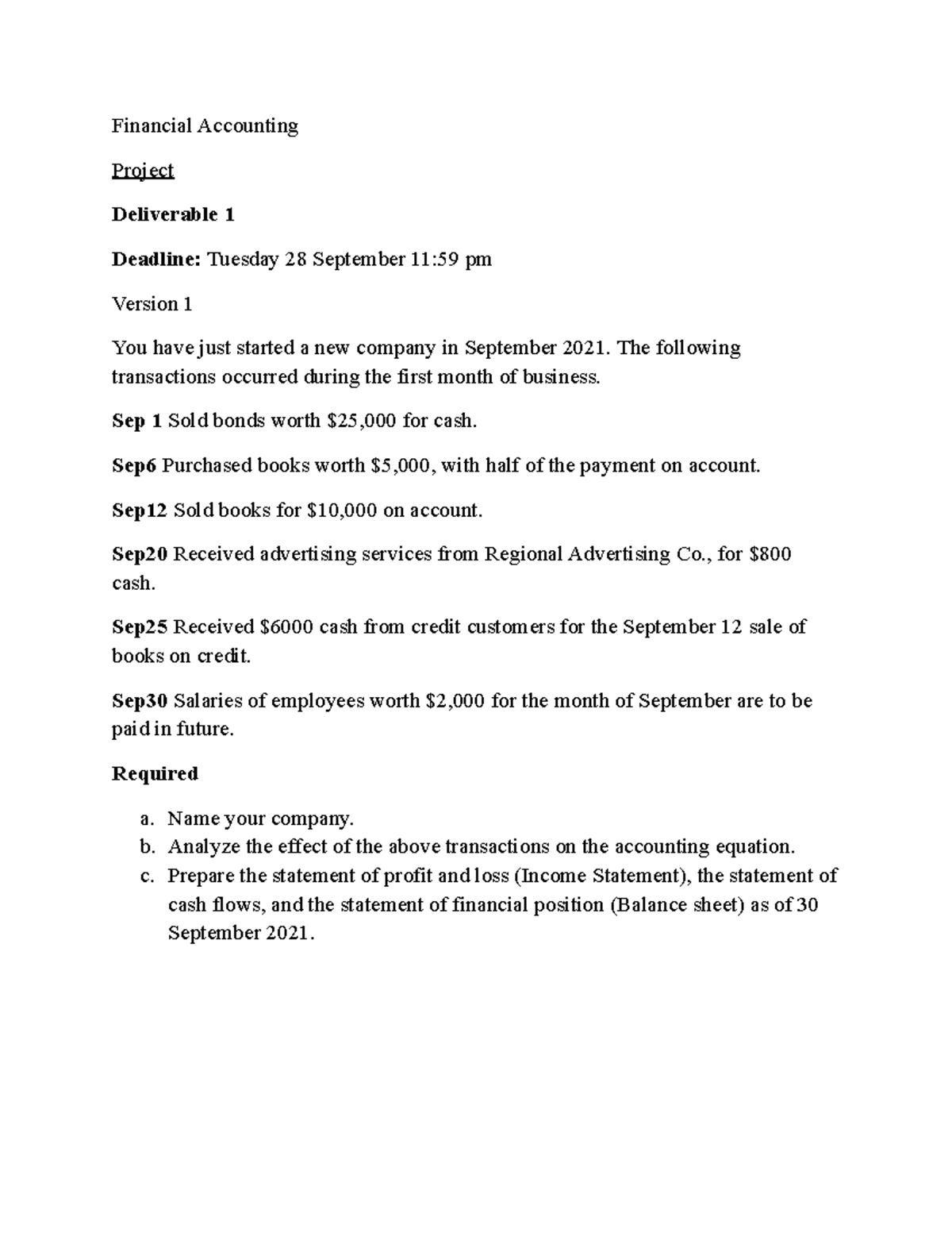 Project - Financial Accounting - Principles of Financial Accounting ...