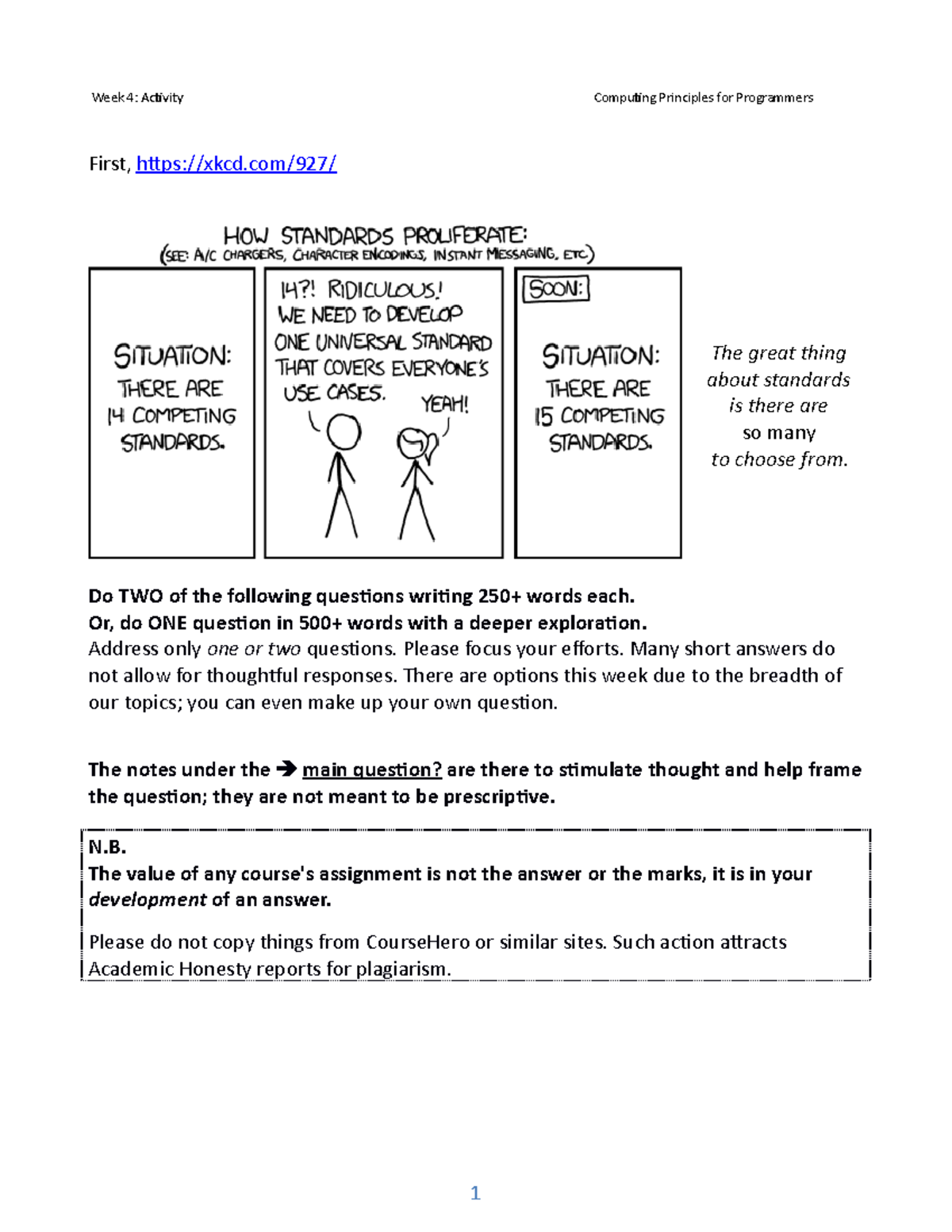 CP4P Week4 Activity - do whatever you want - First, xkcd/927/ The great ...