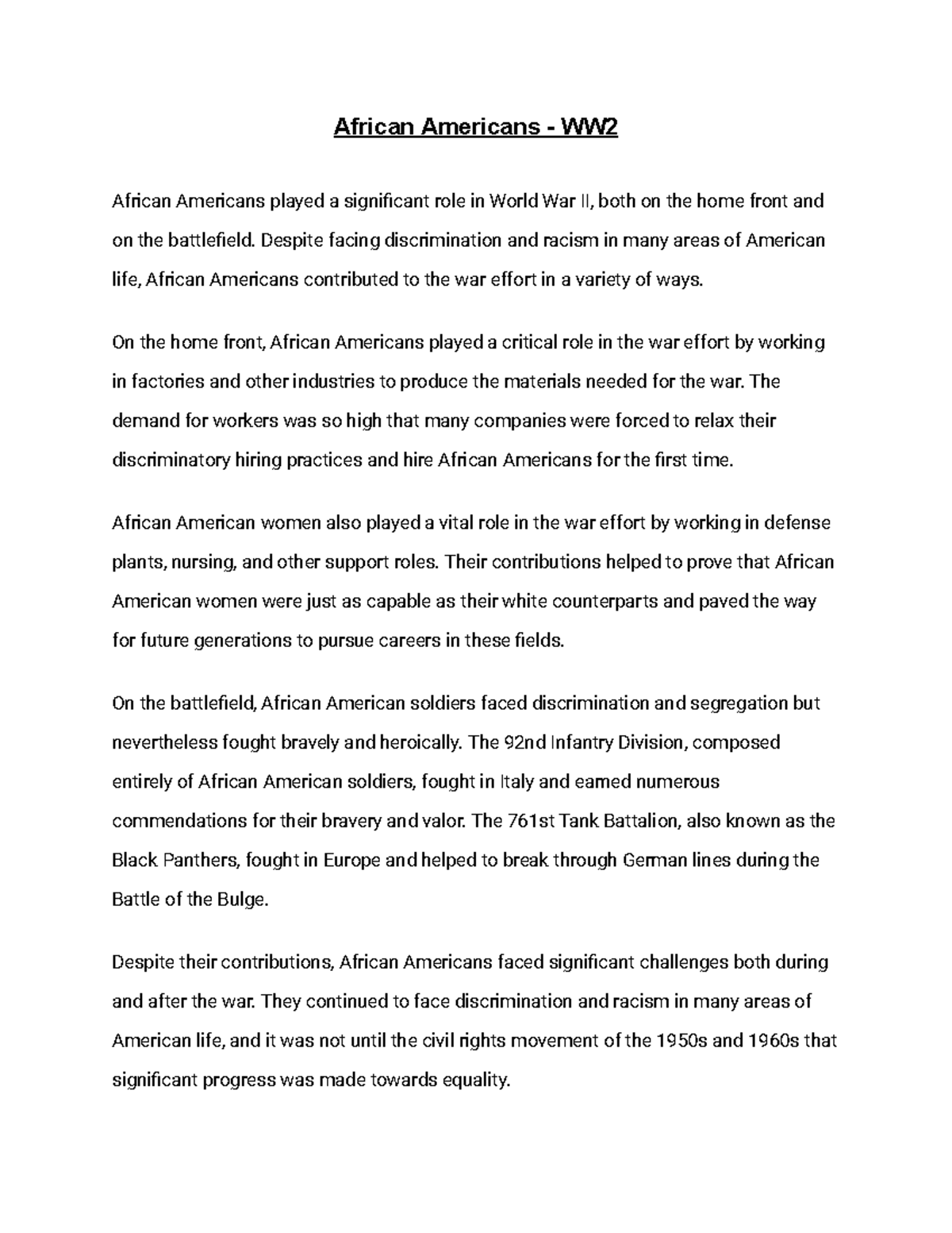 African Americans - WW2 - African Americans - WW African Americans ...