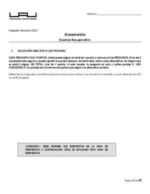 Examen de muestra/práctica 5 Junio 2018, preguntas y respuestas - PAUTA Econometría – Prof ...