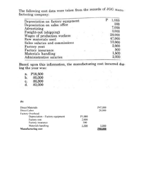 Cost acc q4 - Cost accounting guererro question 4 - BS Accountancy ...