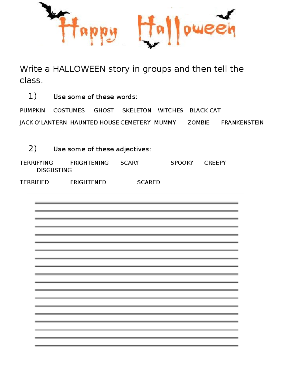 Halloween write a story - English 103 - Write a HALLOWEEN story in ...