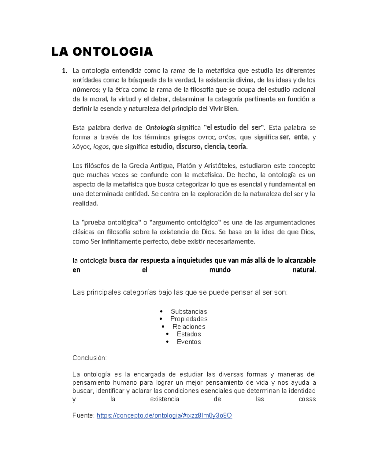 LA Ontologia - excelente - LA ONTOLOGIA 1. La ontología entendida como ...