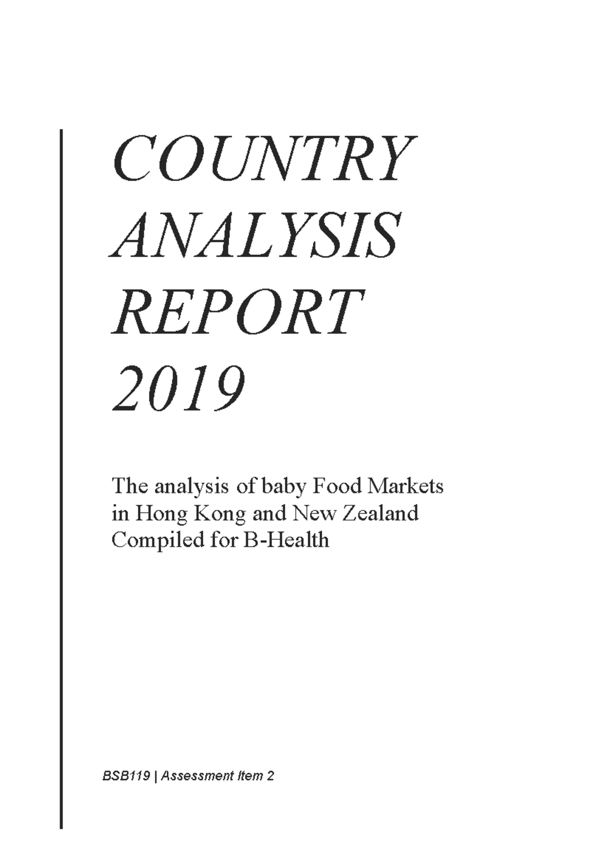 Country Analysis - COUNTRY ANALYSIS REPORT 2019 The analysis of baby ...
