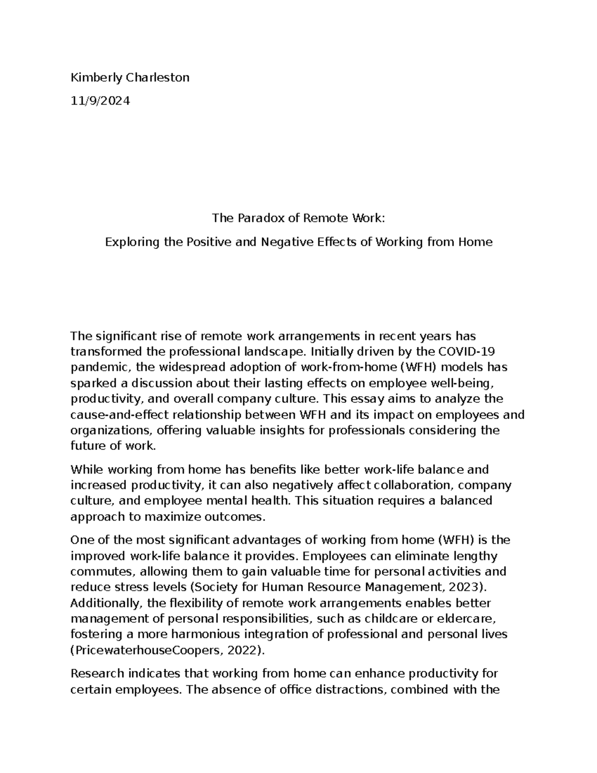 RGM3 Task 2 - Task 2-passed - Kimberly Charleston 11/9/ The Paradox of ... RGM3 Task 2 - Task 2-passed - Kimberly Charleston 11/9/ The Paradox of ...