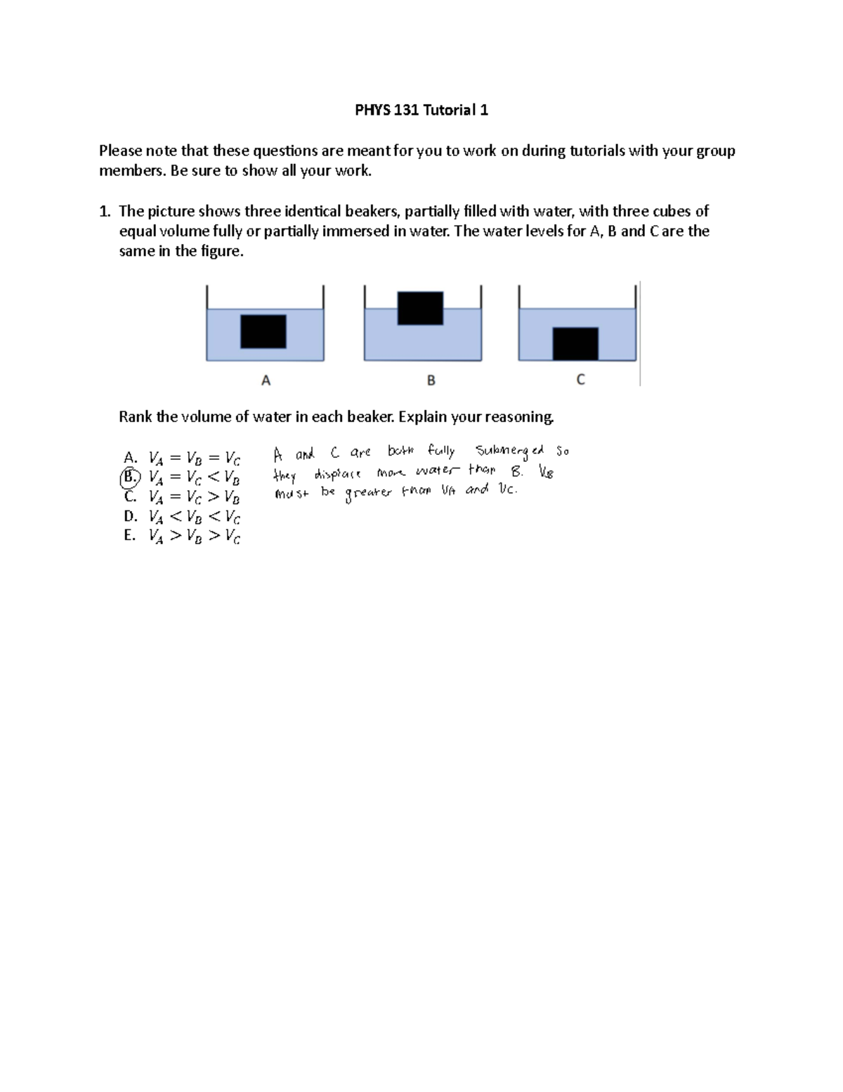 Goodnotes - For the first tutorial - PHYS 131 Tutorial 1 Please note ...