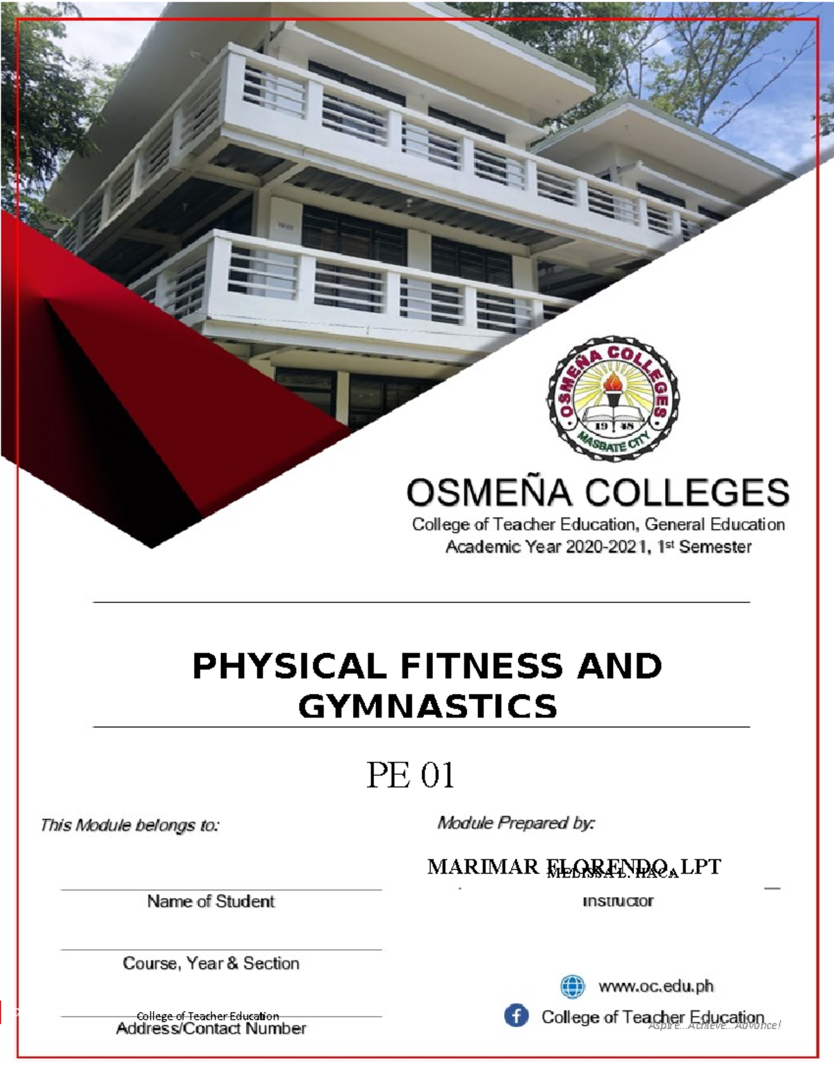 Gymnastics and Physical Fitness Module (PRE FINAL) - Aspire...Achieve ...