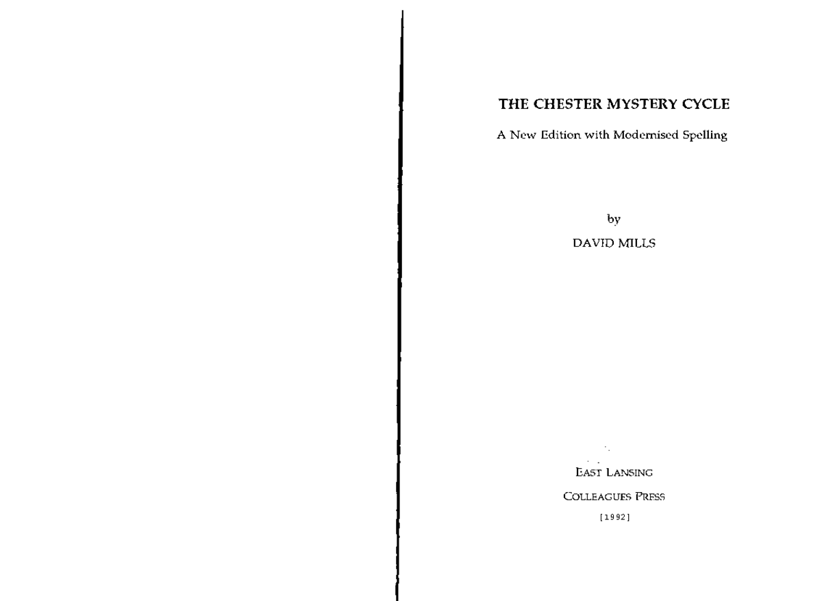 Chester play - Noah Flood - THE CHESTER MYSTERY CYCLE A New Edition ...