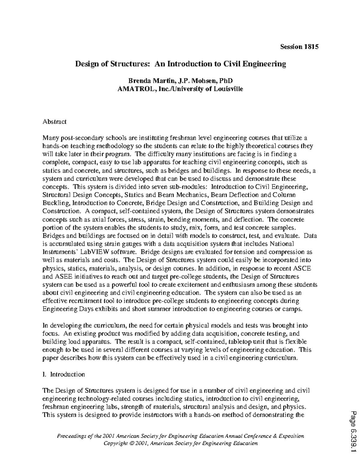 Design of structures an introduction to civil engineering - Proceedings ...