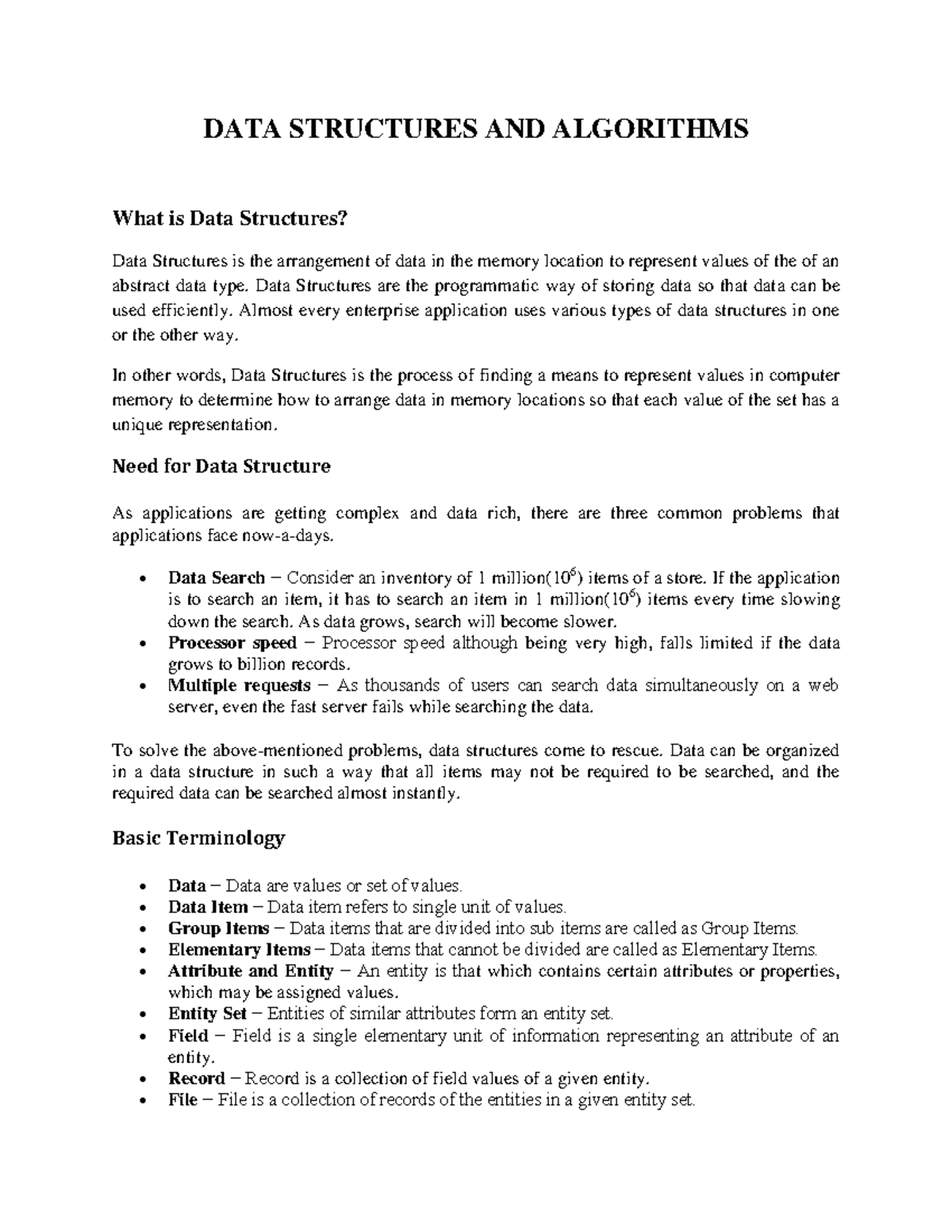 Data Structures Note Data Structure And Algorithm Data Structures 6626