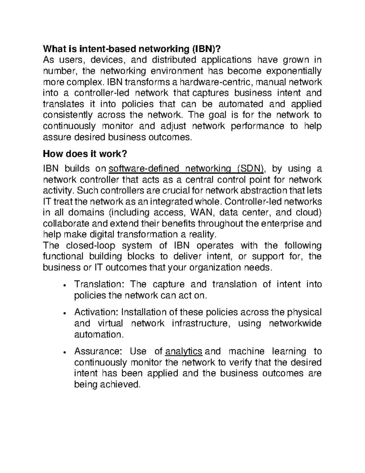 What is intent - What is intent-based networking (IBN)? As users, devices, and distributed - Studocu