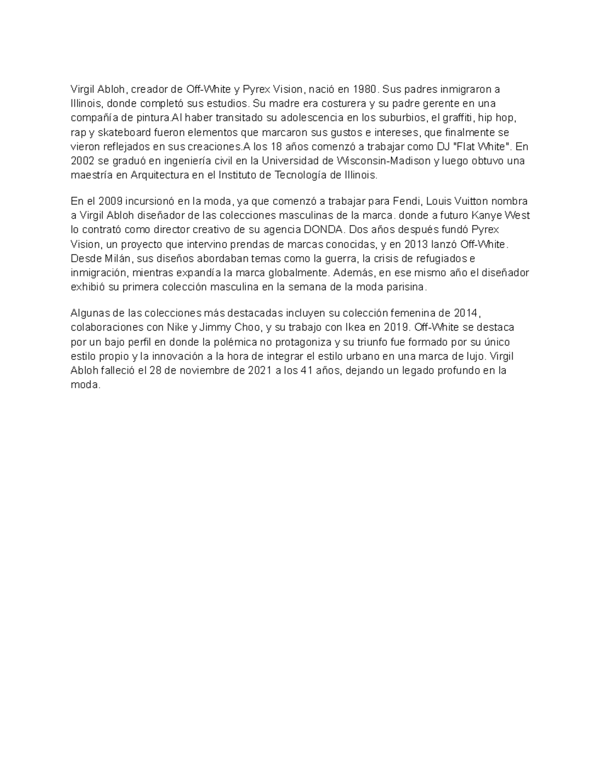 Bibliografía - Biografia Off white - Virgil Abloh, creador de Off-White ...