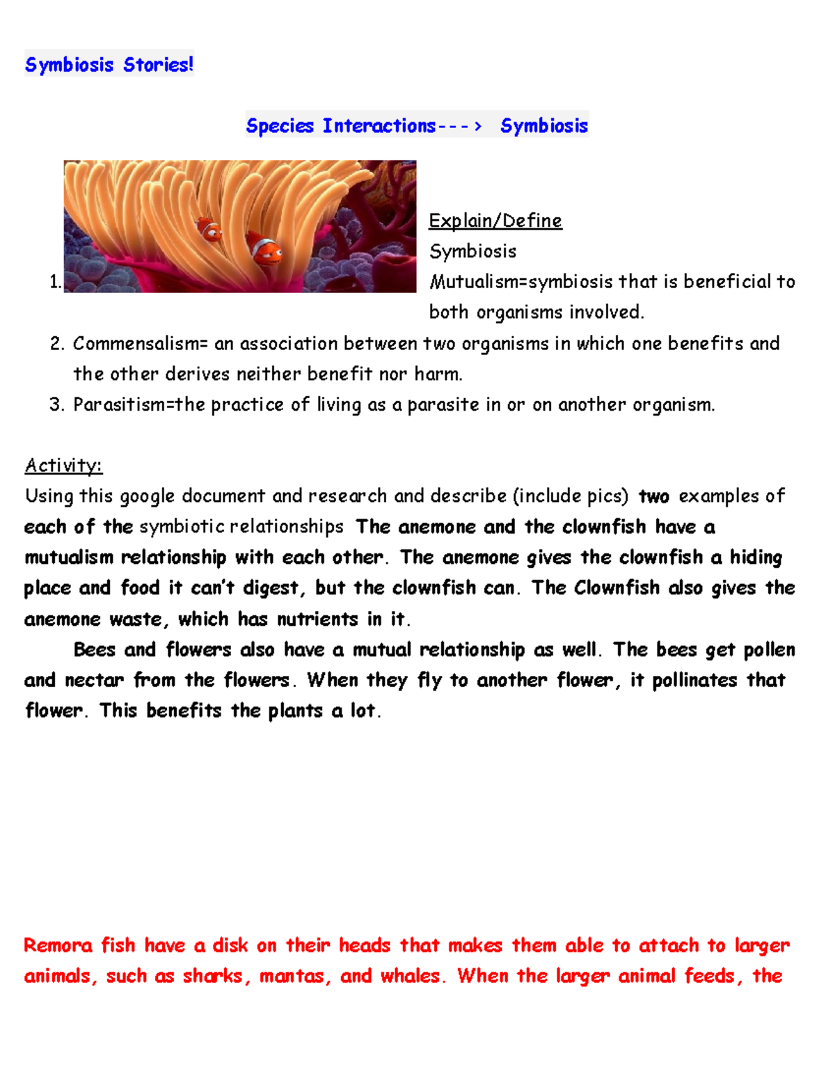 Species Interactions-Symbiosis relationship between species - Symbiosis ...