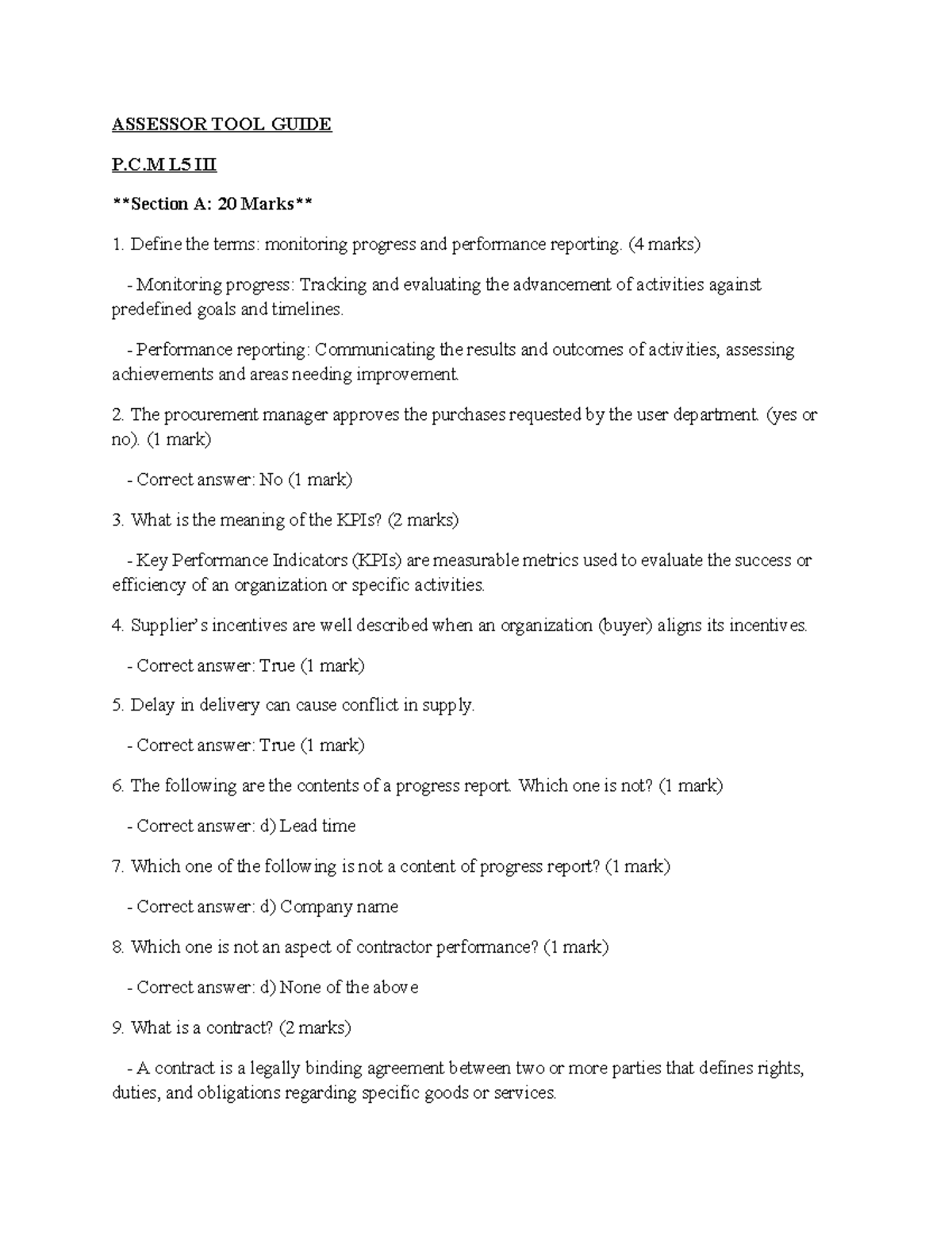 P.C.M L5 Assessor TOOL Guide III - ASSESSOR TOOL GUIDE P.C L5 III ...