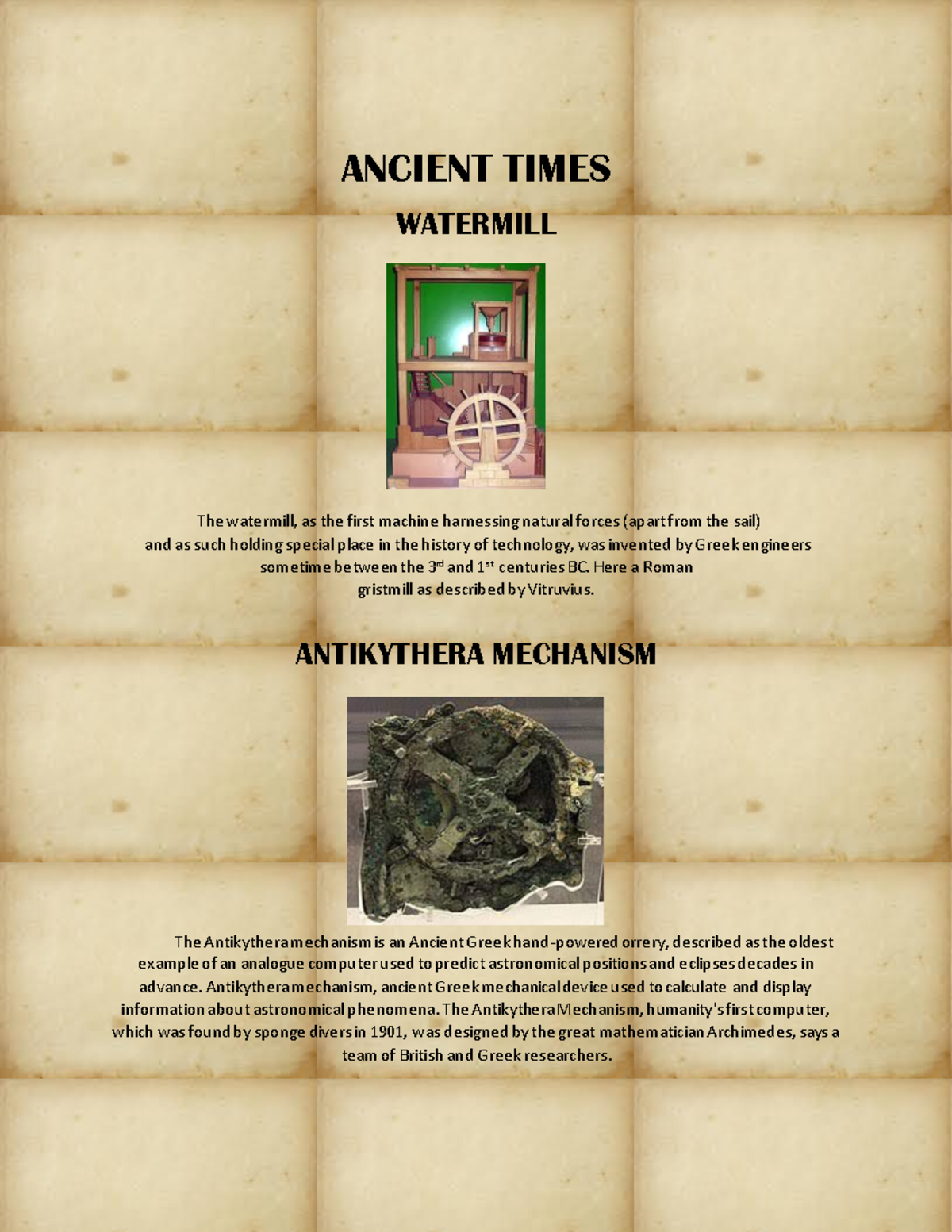 Standing ON THE Shoulder OF Giants - ANCIENT TIMES WATERMILL The ...