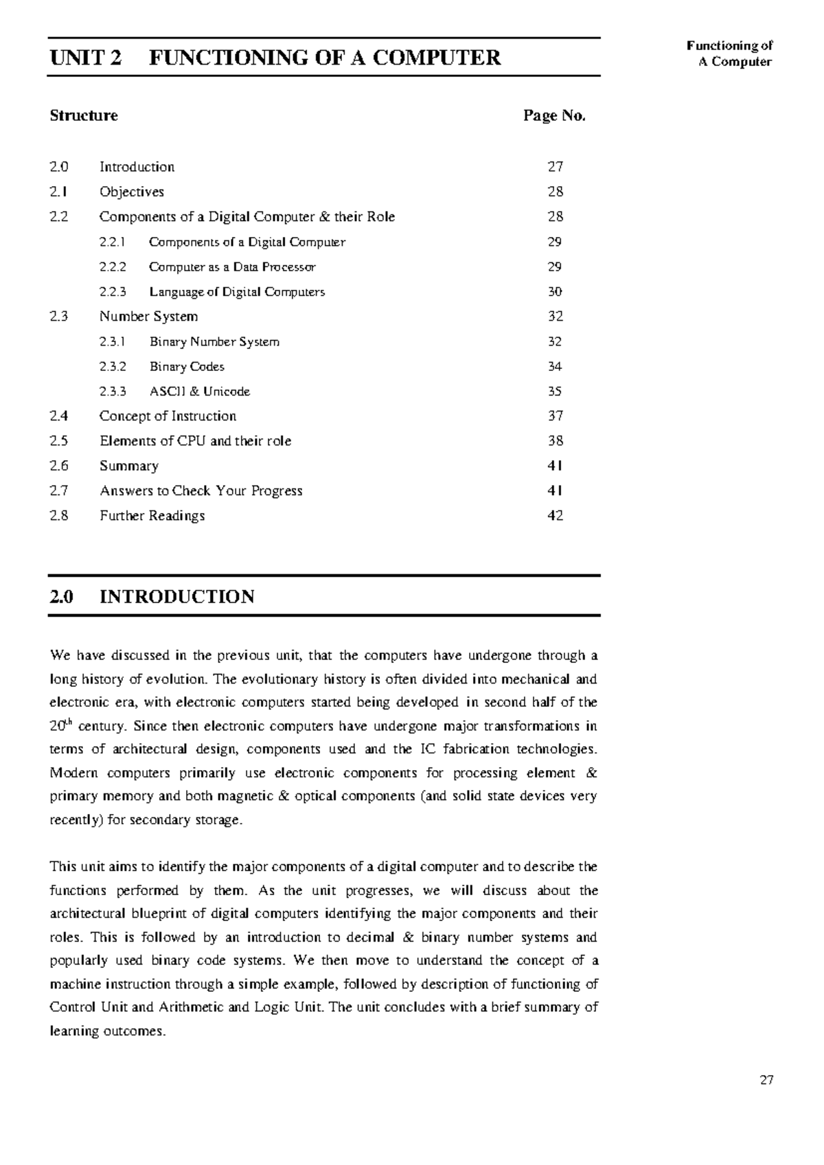 Unit-2 Functioning of a Computer - UNIT 2 FUNCTIONING OF A COMPUTER ...