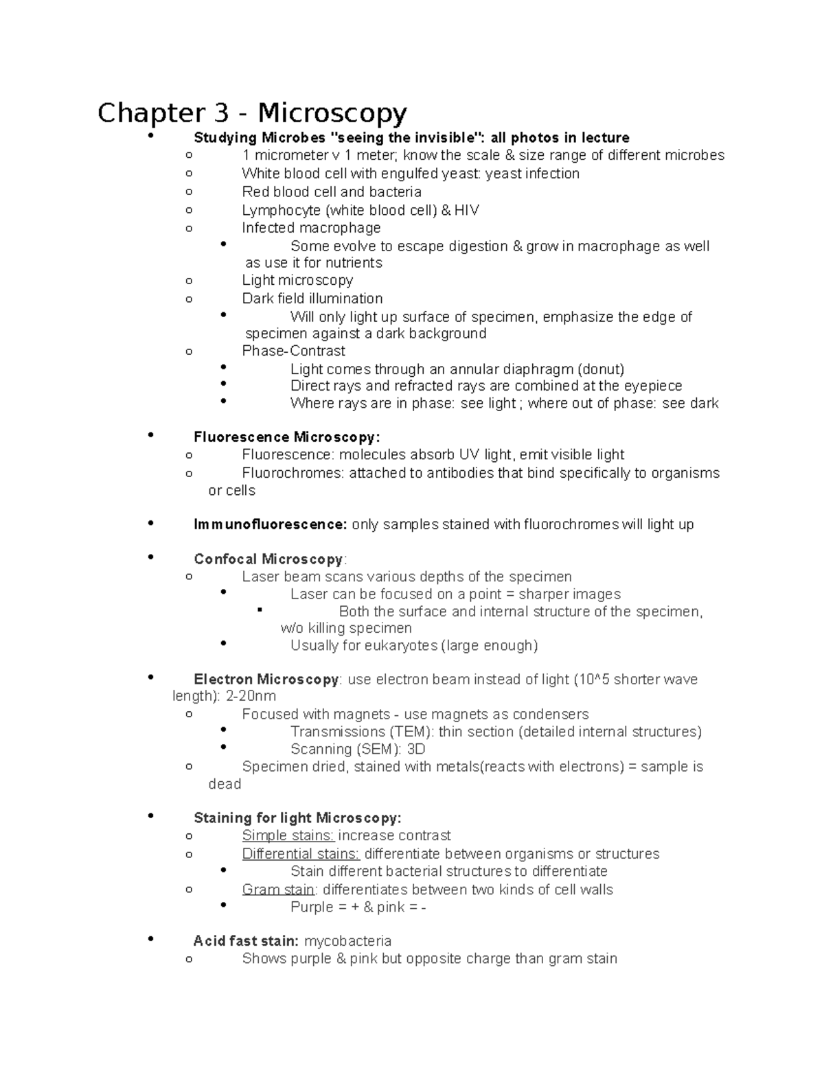 Chapter 3 - microscopy - Lecture notes 3 - Chapter 3 - Microscopy ...