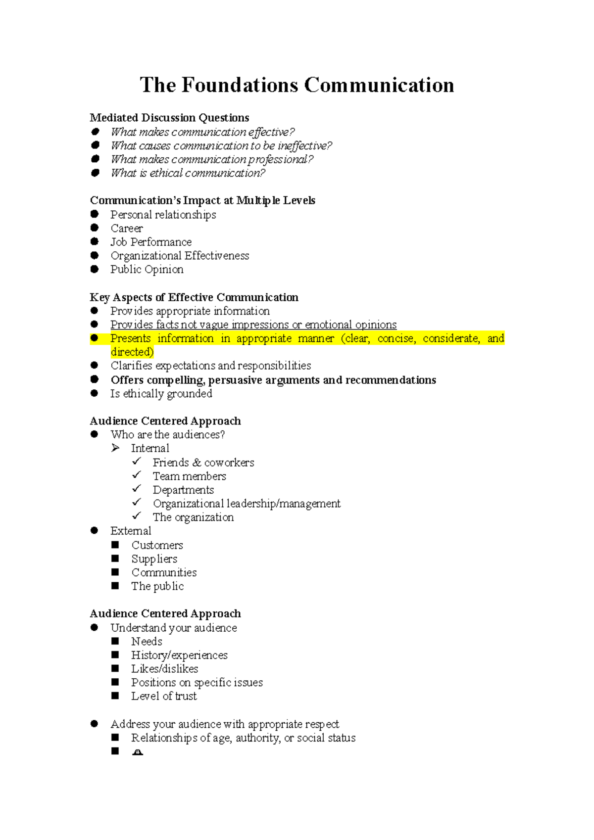 BCOM 321 CH - Professor: Dr. Ken Bohl - The Foundations Communication ...
