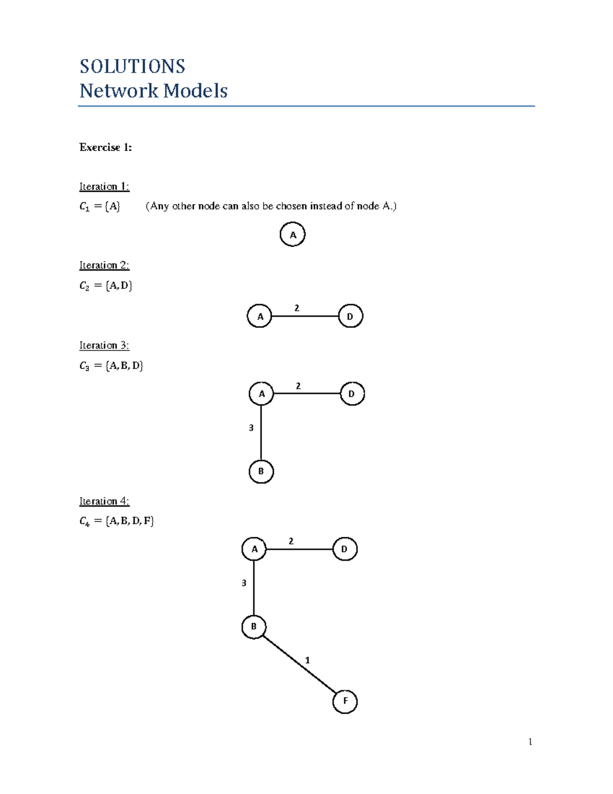 Solutions Network Models - SOLUTIONS Network Models Exercise 1 ...