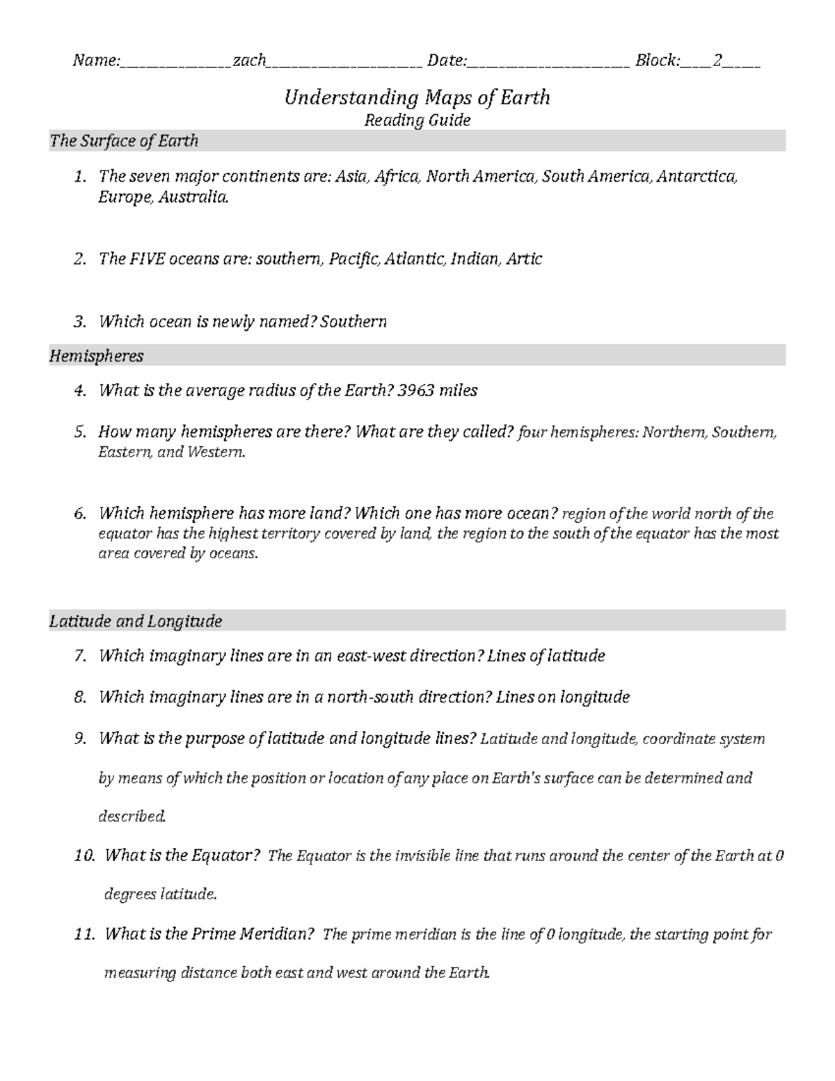 03 Understanding Maps NASA reading guide - Understanding Maps of Earth ...