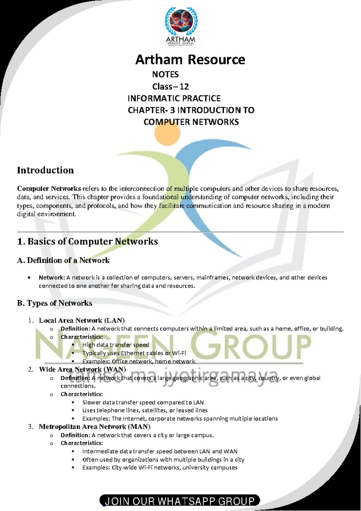 Class 12 Notes Informatic Practice Chap 3 2024 25 Artham Resource Notes Class 12 Informatic