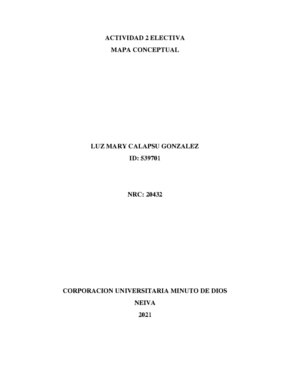 Electiva Actividad 2 MAPA Conceptual - ACTIVIDAD 2 ELECTIVA MAPA CONCEPTUAL LUZ MARY CALAPSU ...