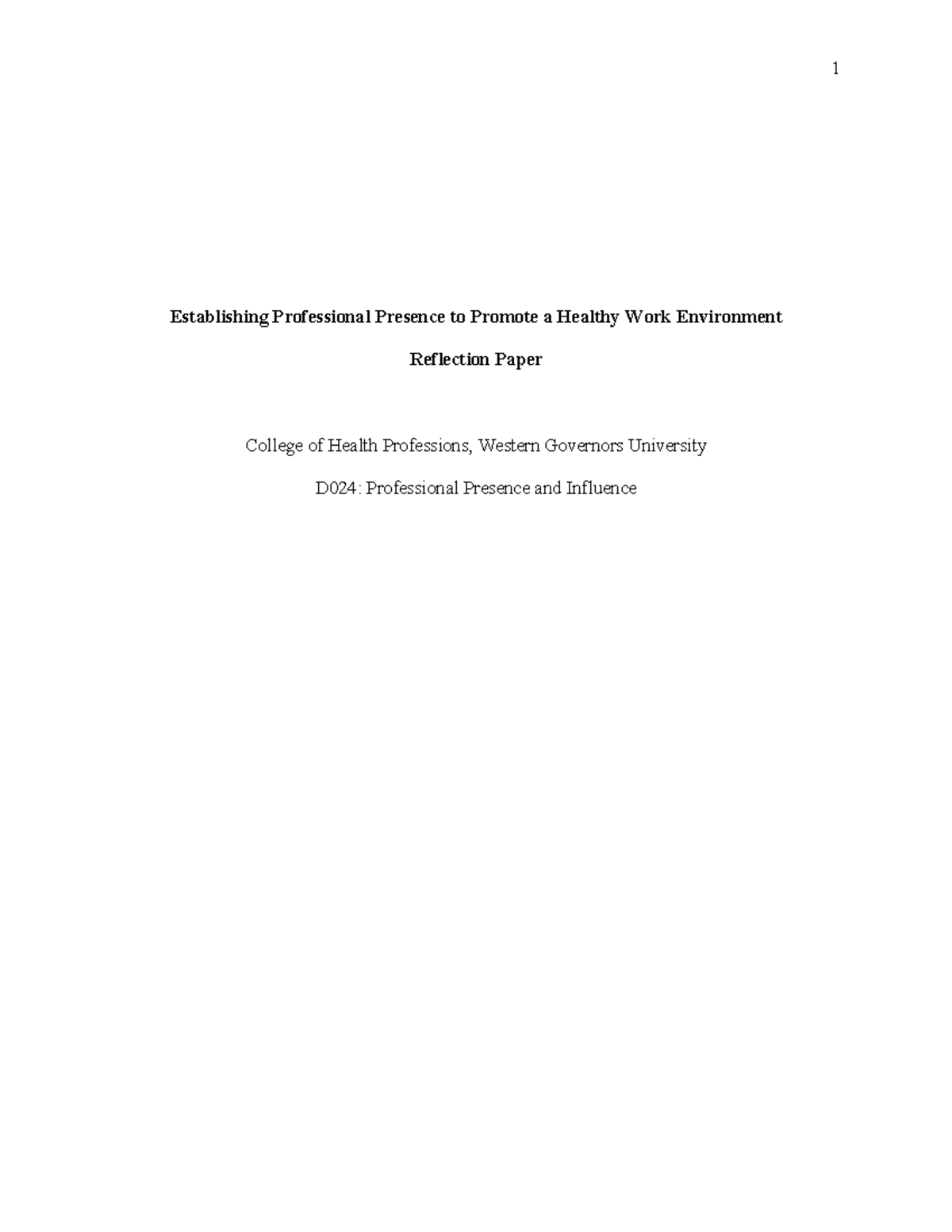 Reflection Paper- AIM2 (passed) - Establishing Professional Presence to ...