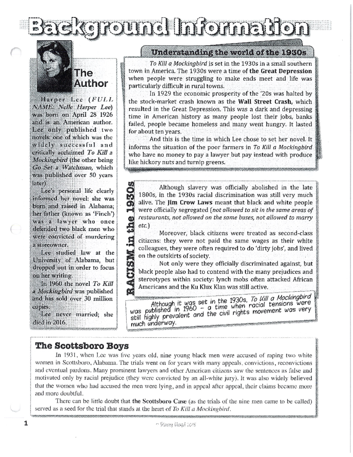 Mockingbird Background - Background Information Understanding the world ...